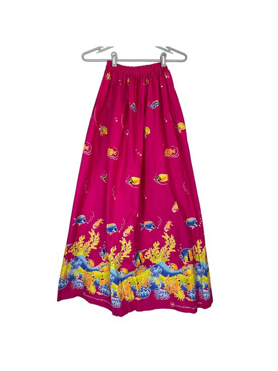 Vintage | Skirts | Vintage Tropical Fish Print Maxi Skirt Xxs Sea ...